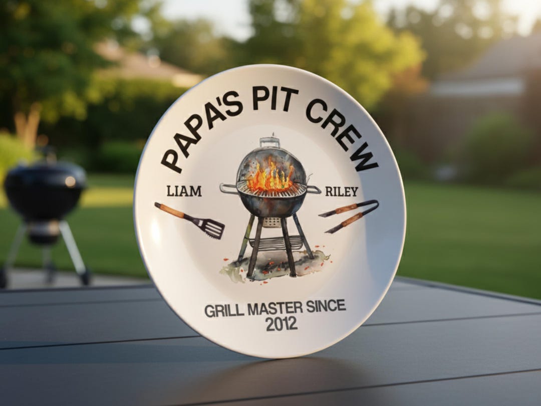 Papa's BBQ Platter – Personalized Poppy's Pit Crew Plate With Kids ...