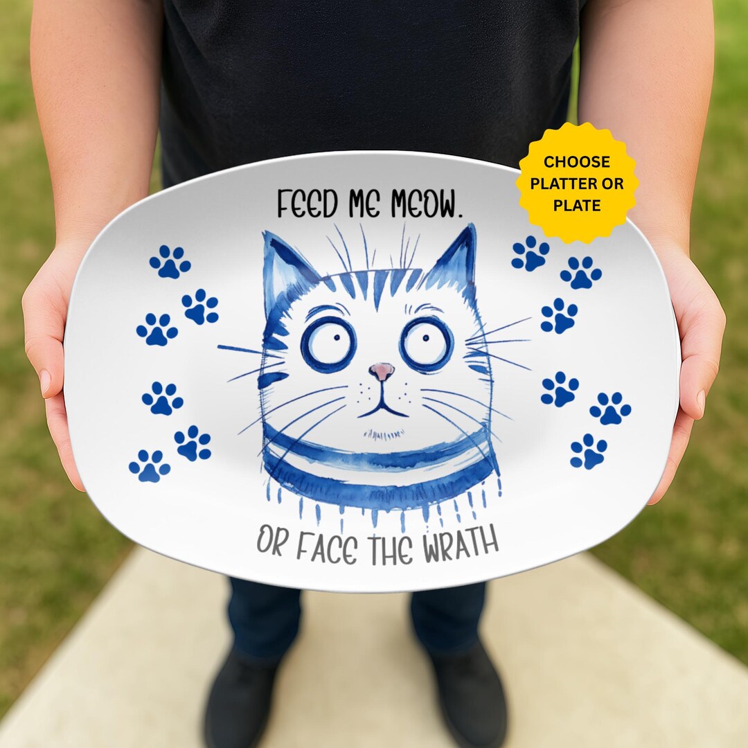 Funny Feed Me Meow Cat Platter – Quirky Feline Gift for Animal Lovers ...