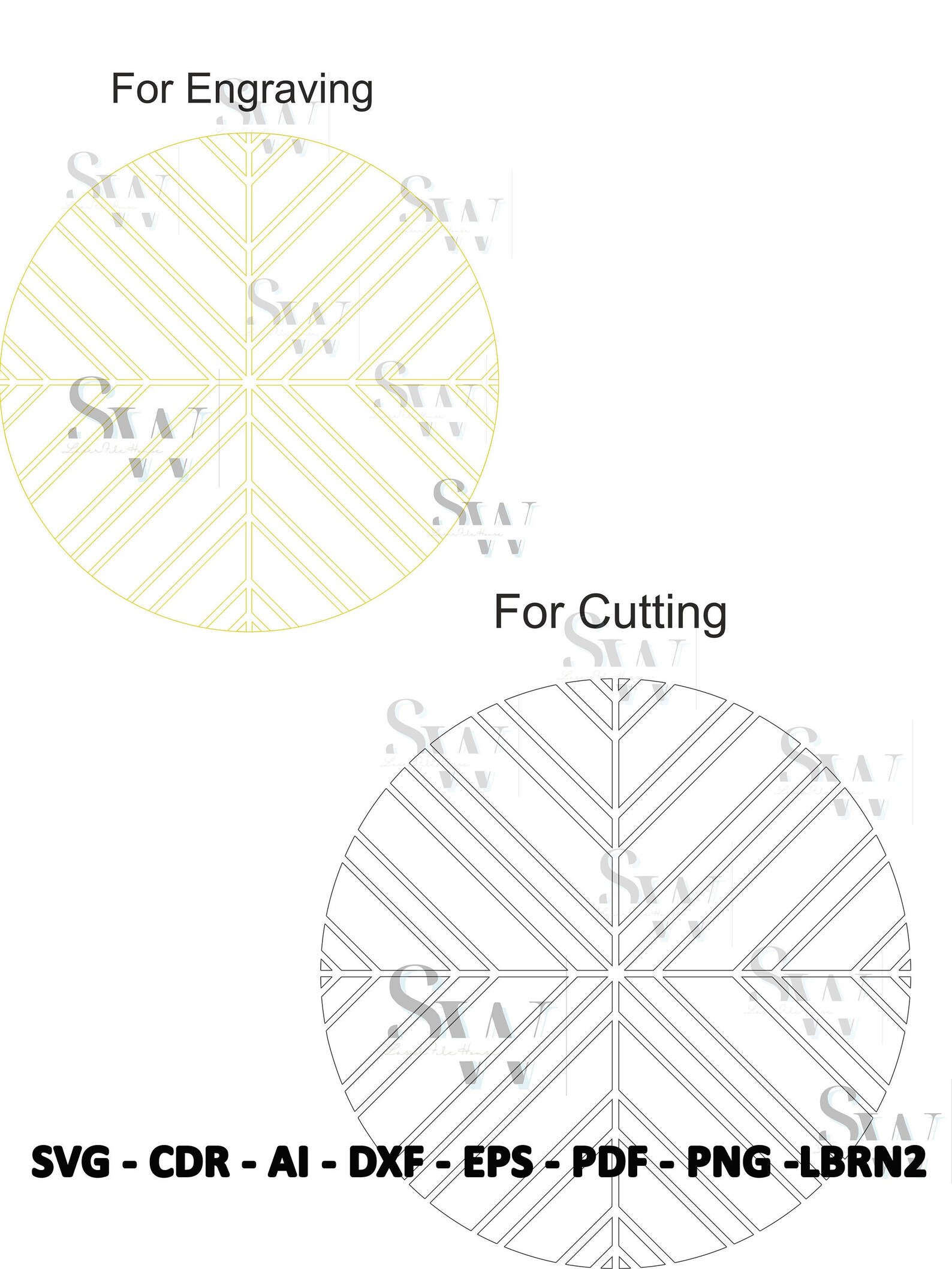 Round Herringbone SVG File - Laser Cut and Engrave Template - Circle ...