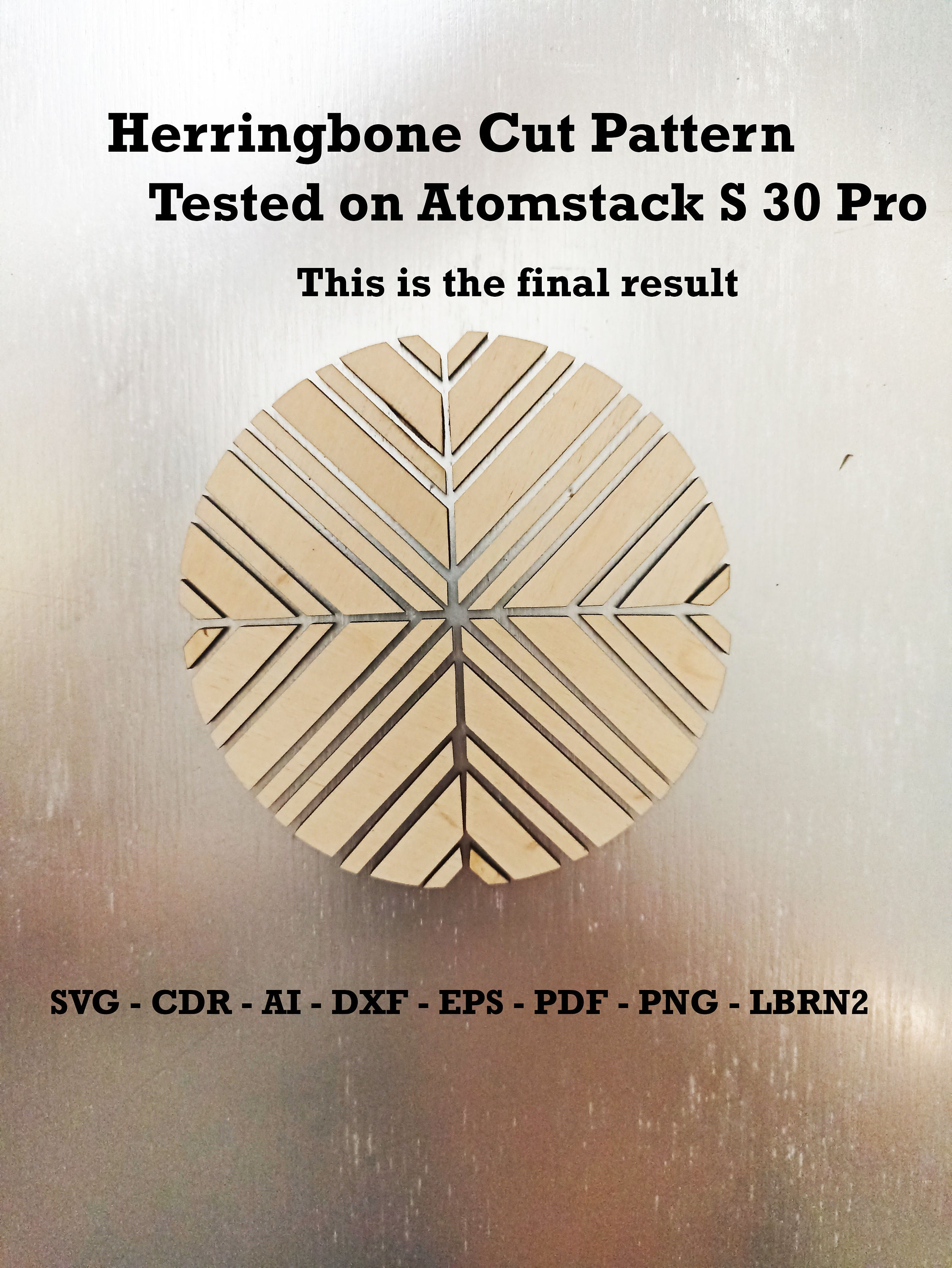Round Herringbone SVG File - Laser Cut and Engrave Template - Circle ...