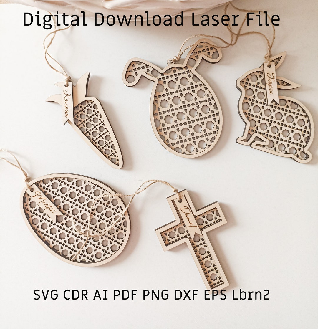 Buy Laser Cut Basket Name Tags, SVG Rattan Pattern Bunny, Carrot Vector ...