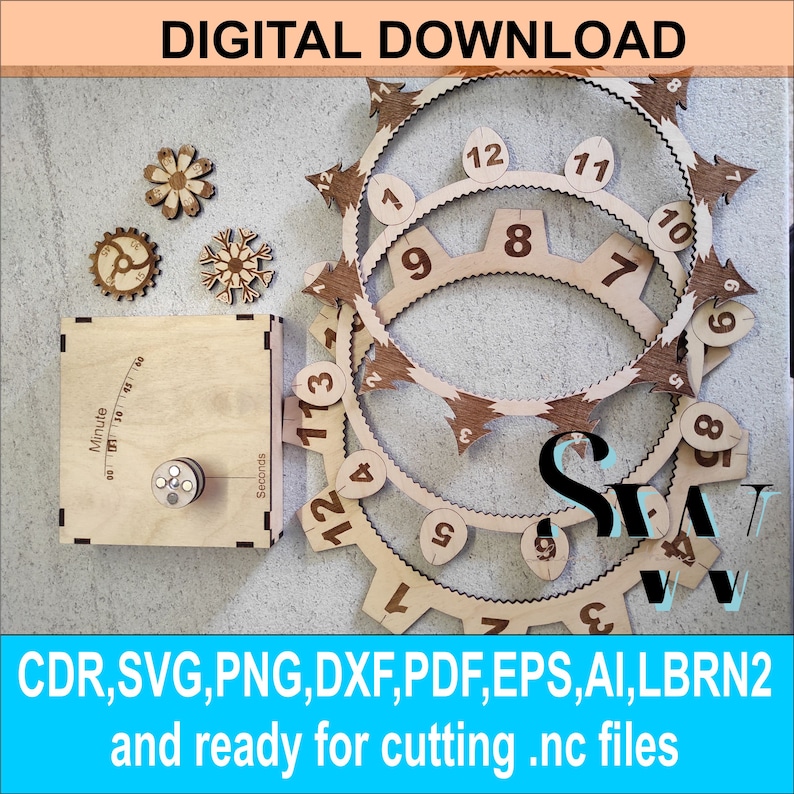 Laser Cut Gear Wall Clock Digital File, 3 Different Styles - Winter ...