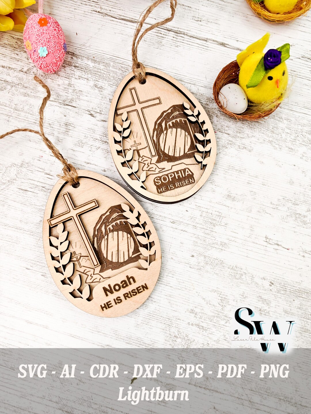 Digital Download Cross & Tomb Name Tag | Custom Easter Laser Cut File ...