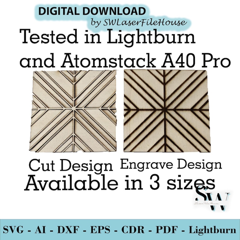 Rectangle Herringbone SVG File - Laser Cut and Engrave Template - 3 ...
