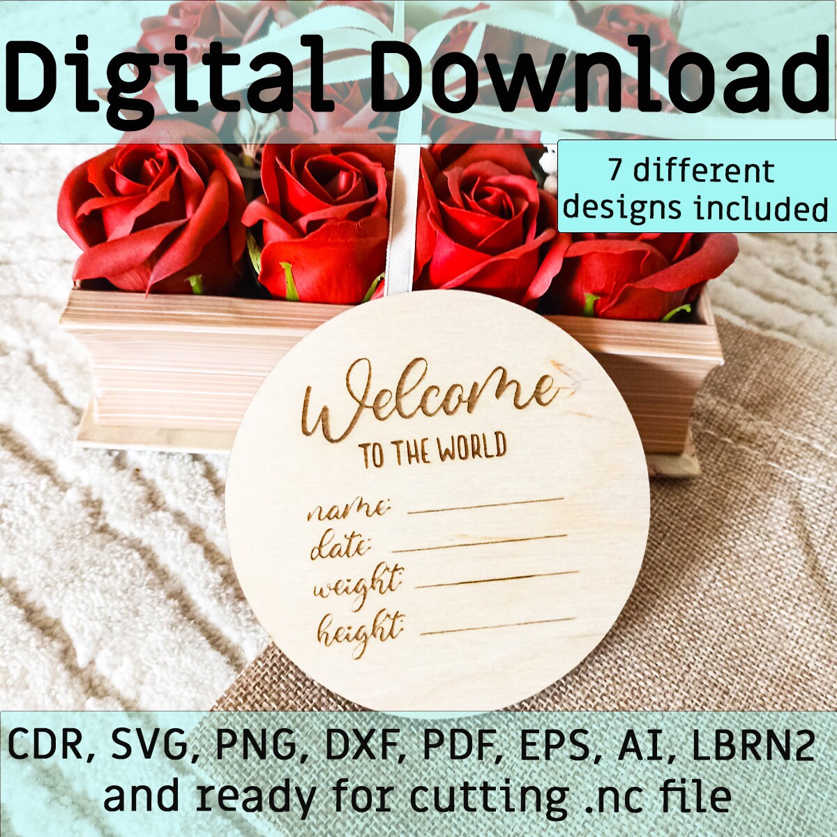 Newborn Sign Laser Cut File - Baby Announcement Sign SVG - Welcome Baby ...