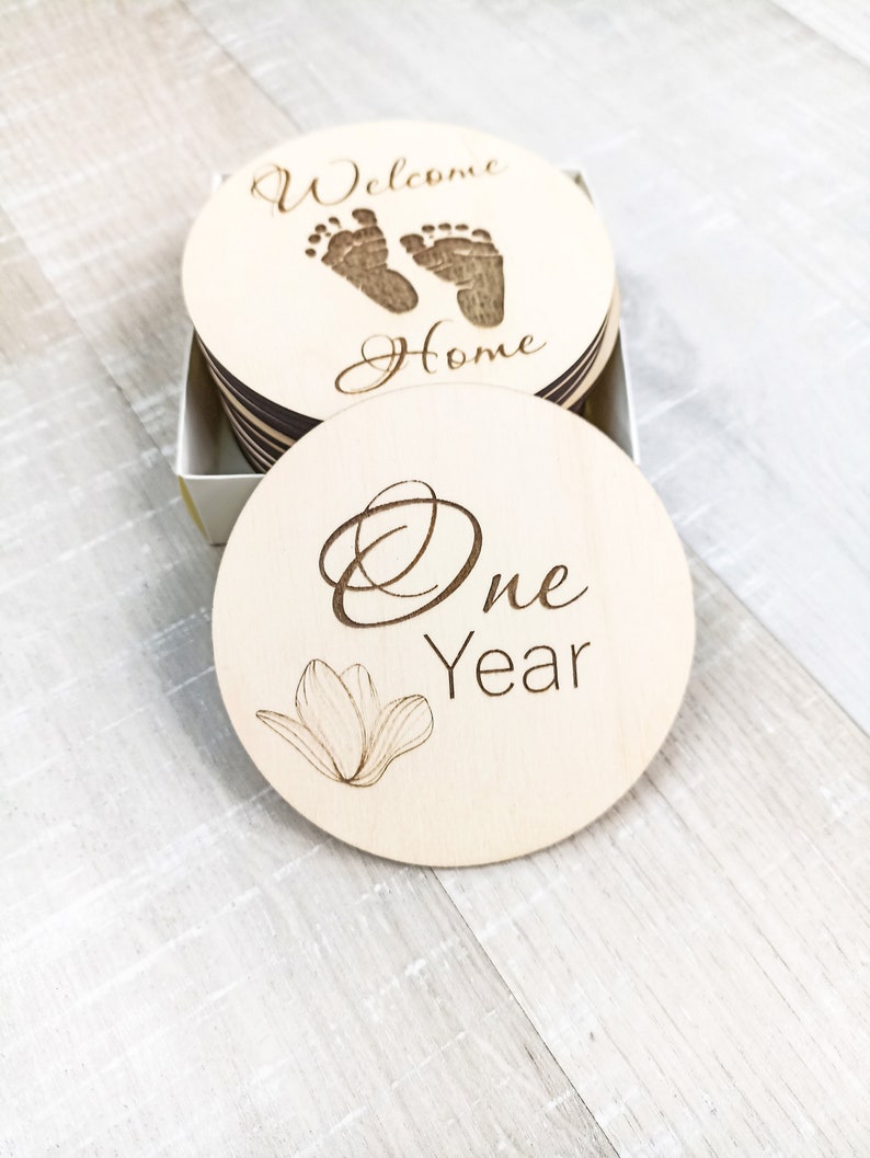 Baby Milestone Disc SVG File, Laser Cut Monthly Milestone Cards ...