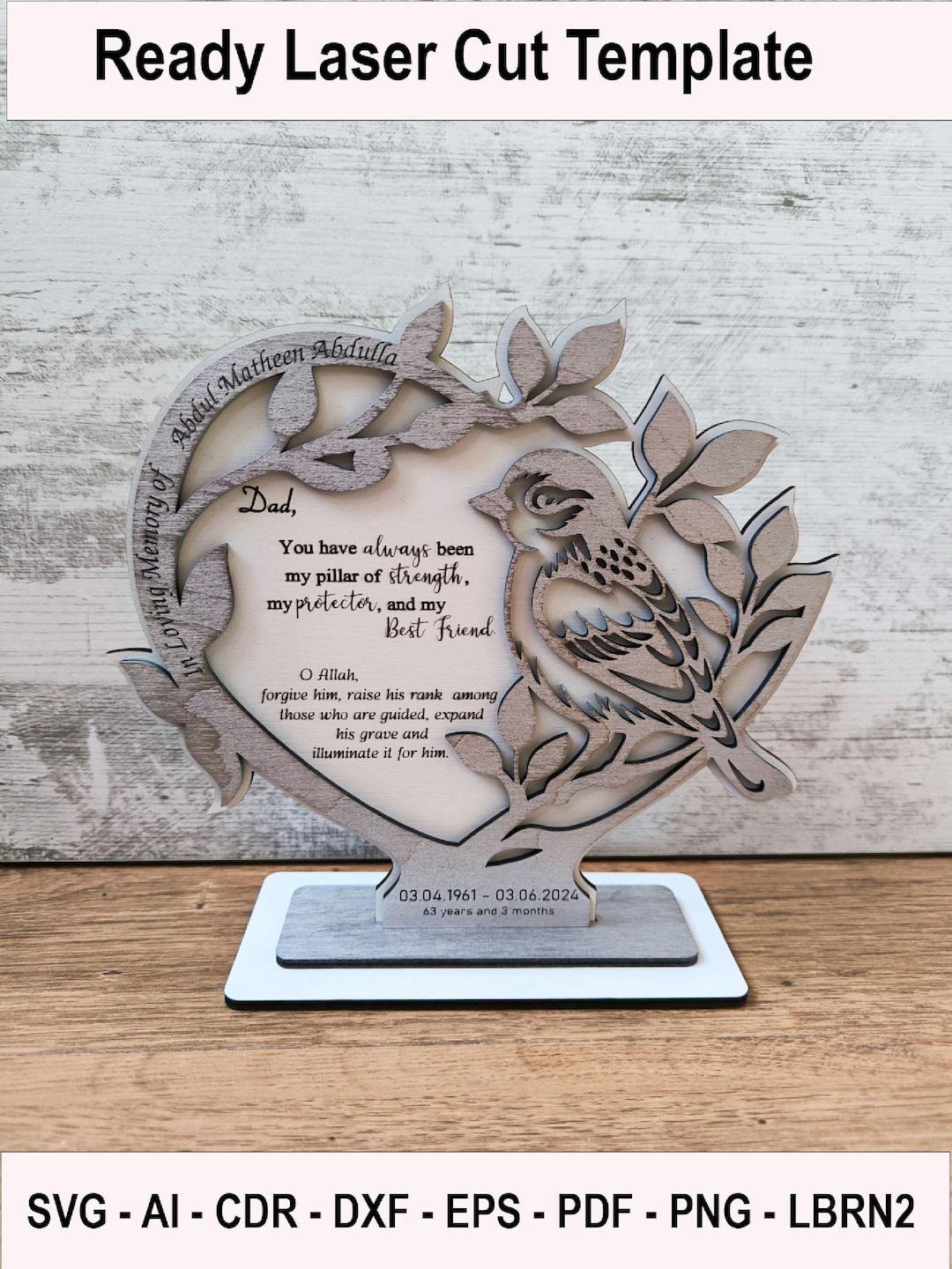 SVG Memorial Plaque, Laser Cut File Elegant Keepsake, All Lasers Love ...