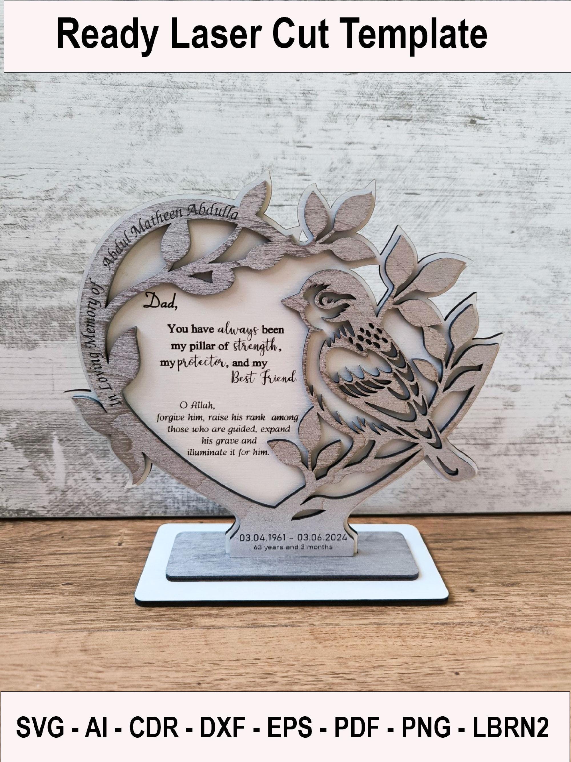 SVG Memorial Plaque, Laser Cut File Elegant Keepsake, All Lasers Love ...