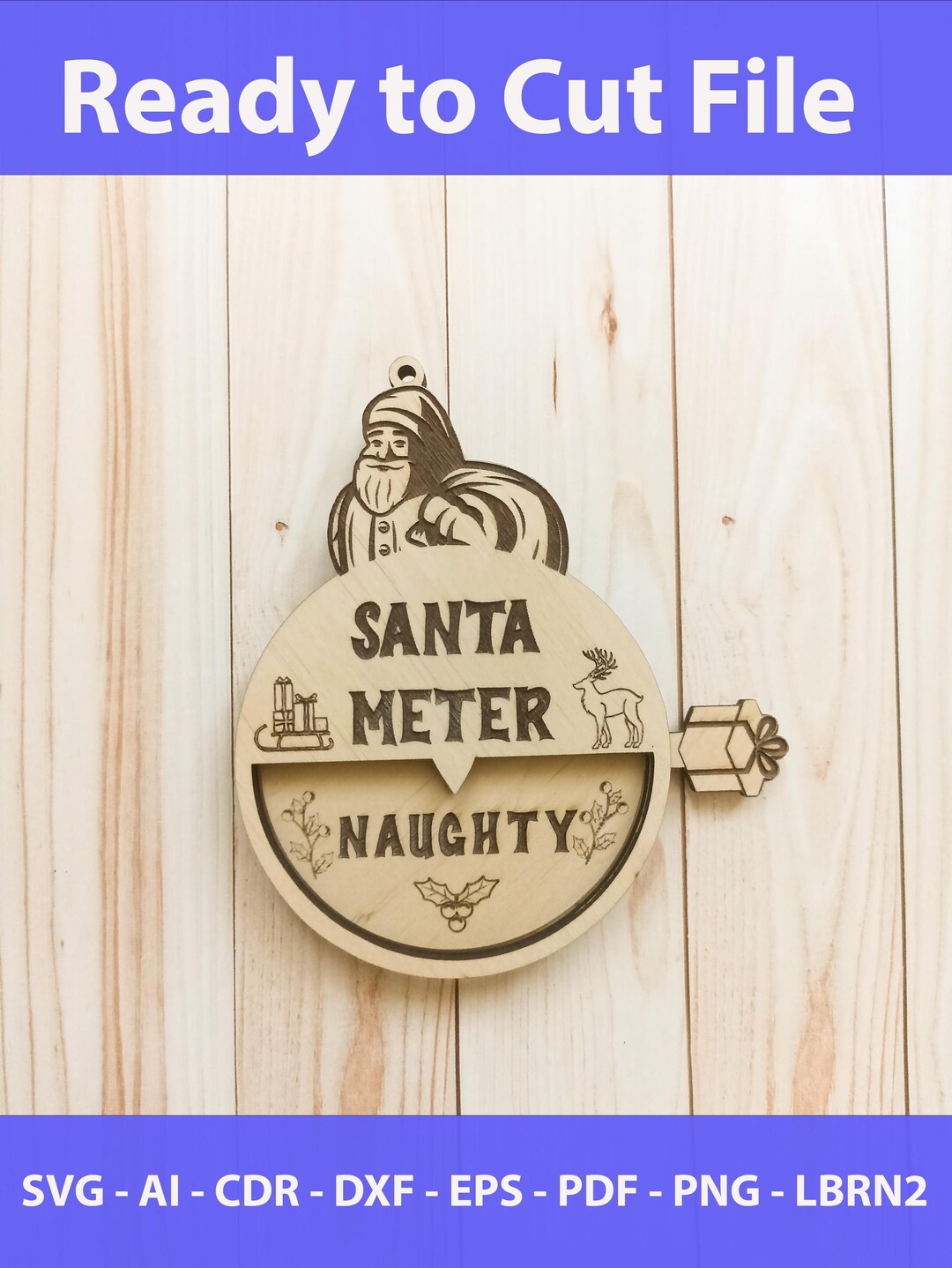 DIGITAL FILE, Santa Meter SVG, Naughty Nice Ornament Template, Ready to ...