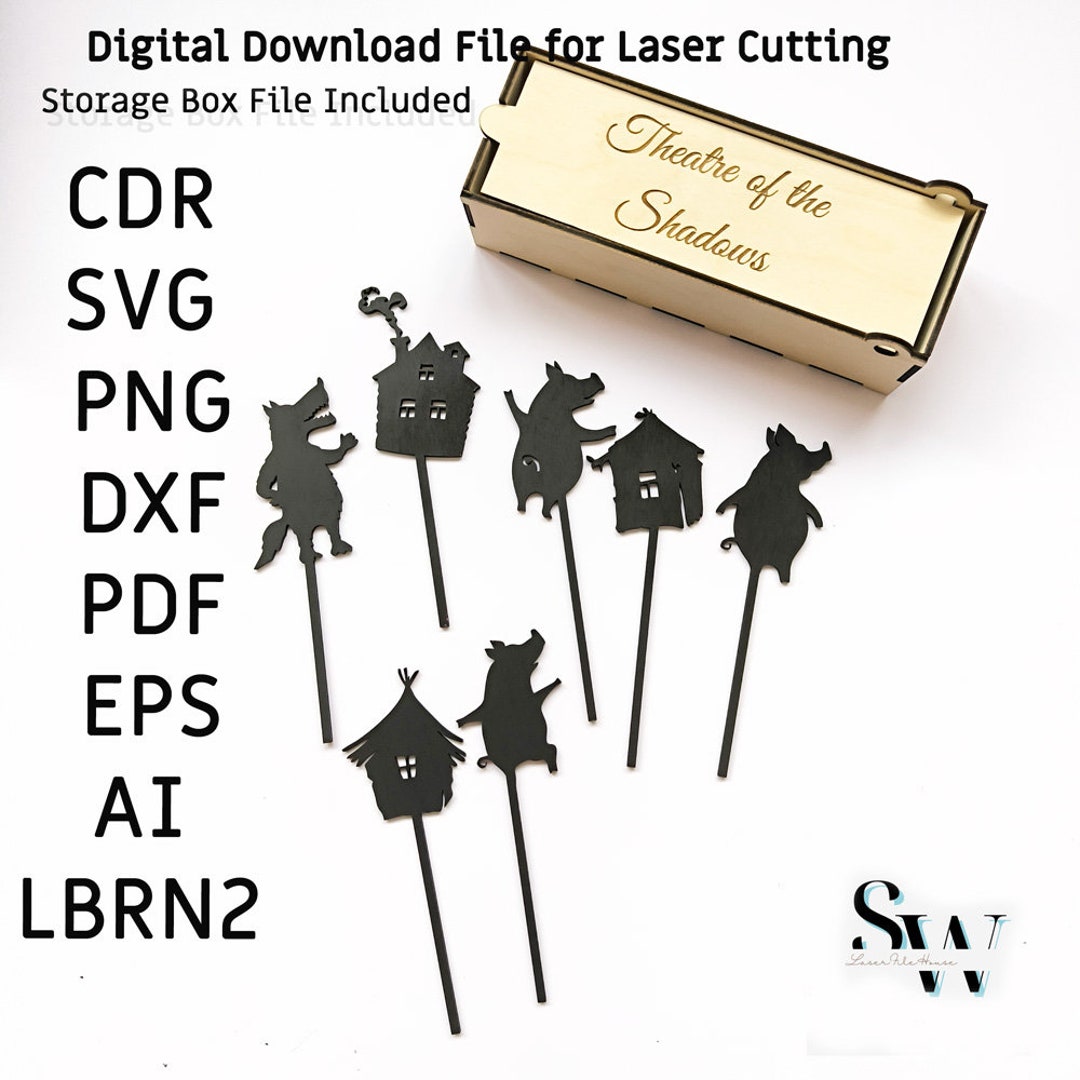 Laser Cut Three Little Pigs With Storage Box Vector, Fairy Tales Shadow ...