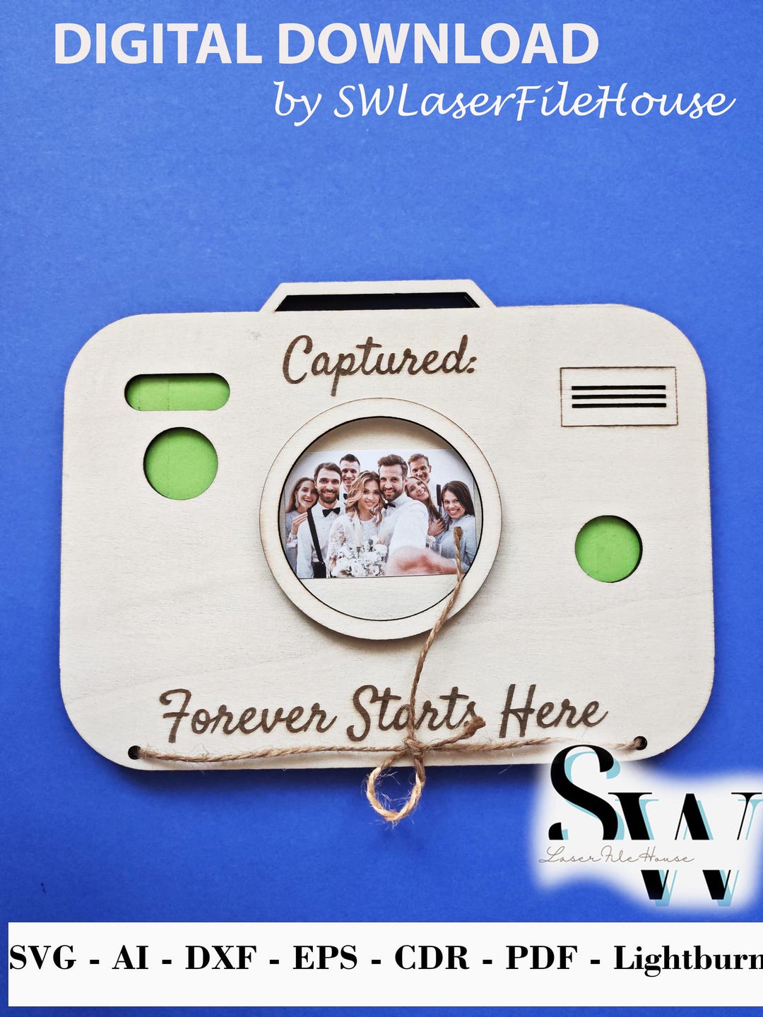 Wooden Envelope SVG Digital File, Polaroid Camera Inspired Template for ...