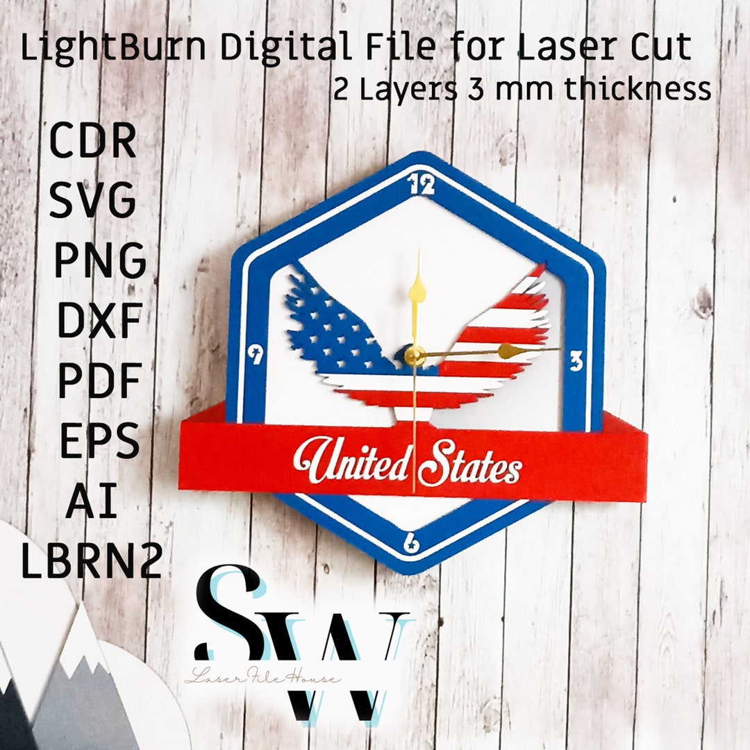 Lightburn USA Flag Wall Clock With American Symbol Bald Eagle Digital ...