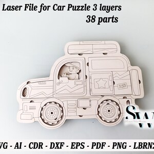 Digital File Car Puzzle 3 Layers, Laser Cut Template for Children ...