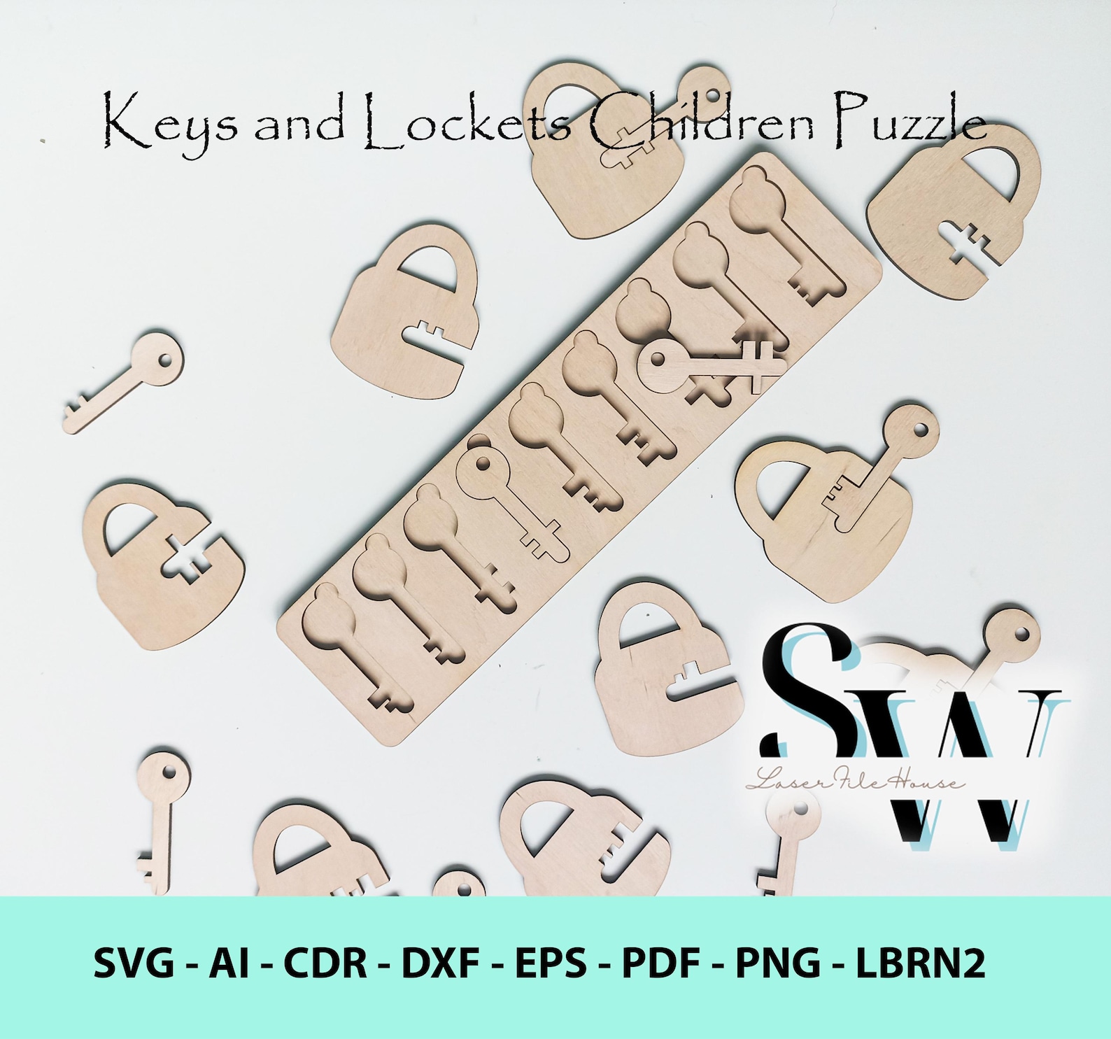 Digital File Keys and Locks Puzzle, Laser Cut Template for Children ...