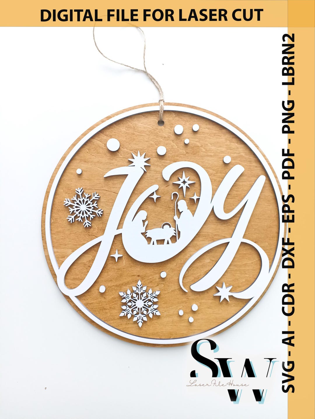 Digital File Nativity Scene, SVG Door Hanger, Christmas Template Laser ...