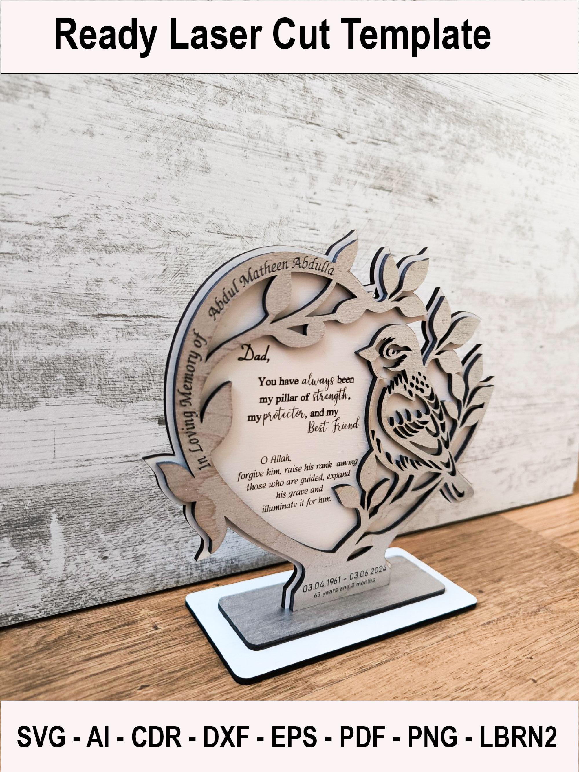 SVG Memorial Plaque, Laser Cut File Elegant Keepsake, All Lasers Love ...
