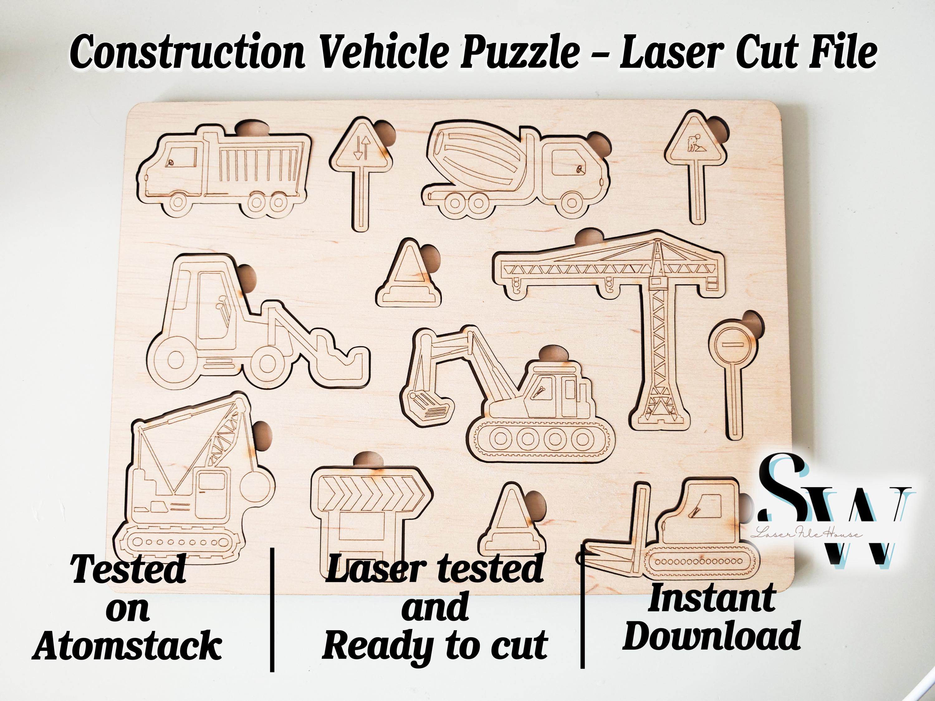Construction Vehicle Puzzle SVG DXF Laser Cut File | Digital Download ...