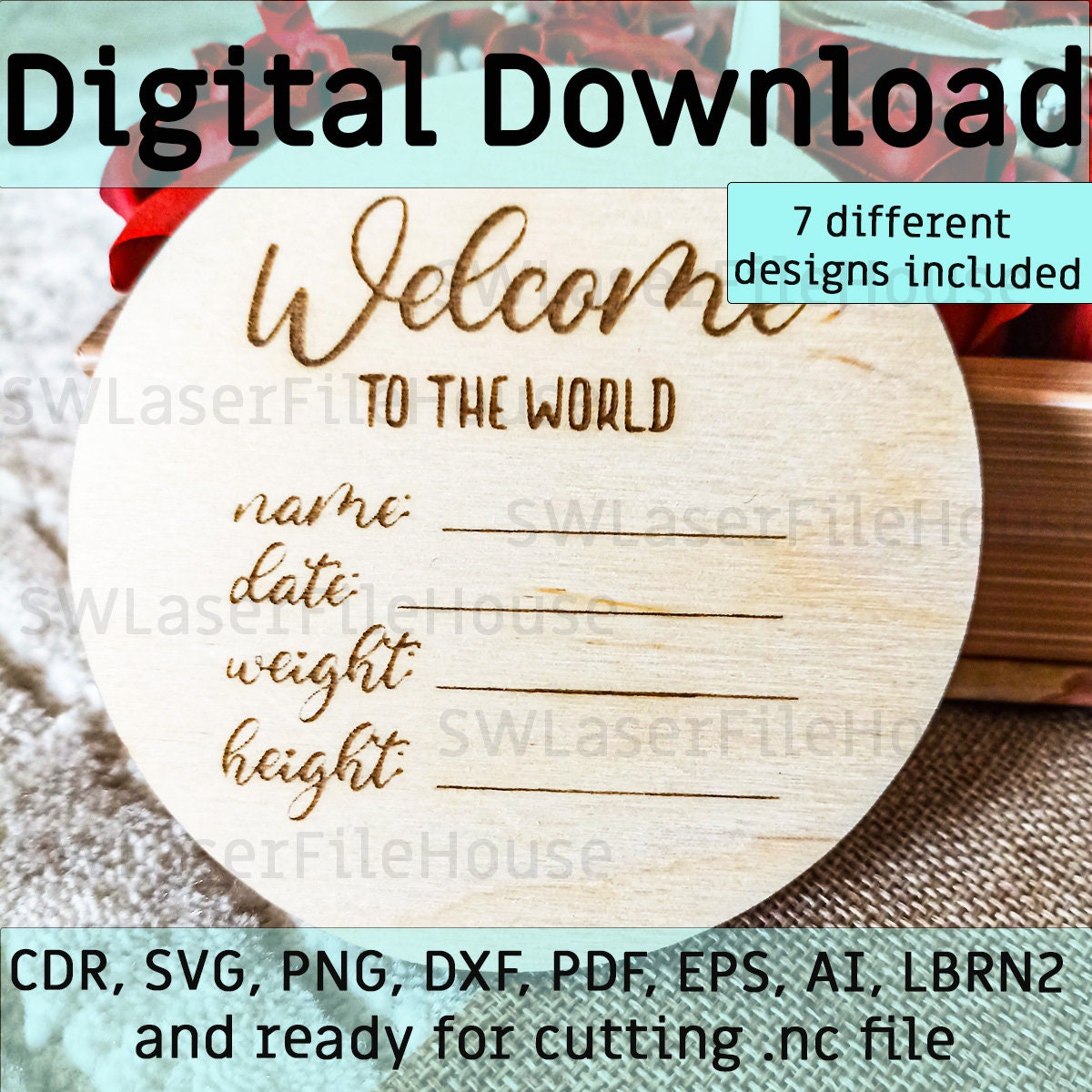 Newborn Sign Laser Cut File - Baby Announcement Sign SVG - Welcome Baby ...