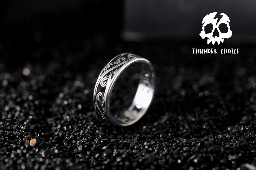 Steel Vintage Twisted Ring - Mens Rustic Band - Geometric Style Vintage ...
