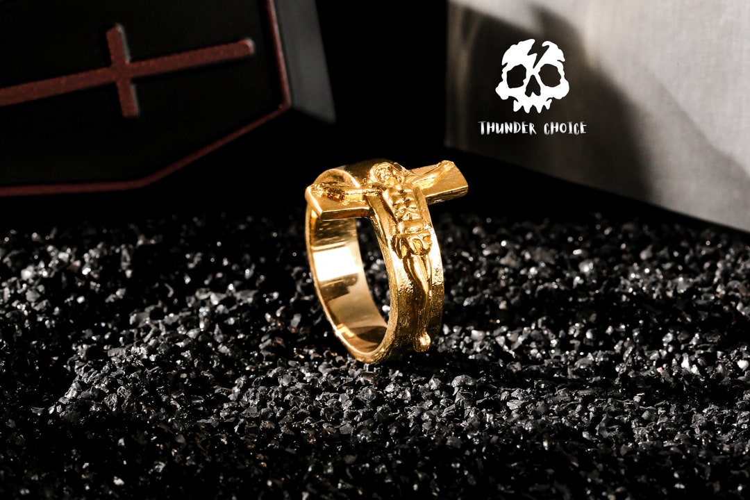 Vintage Jesus Cross Rings, Unique Birthday Gifts for Men, Gothic Ball ...