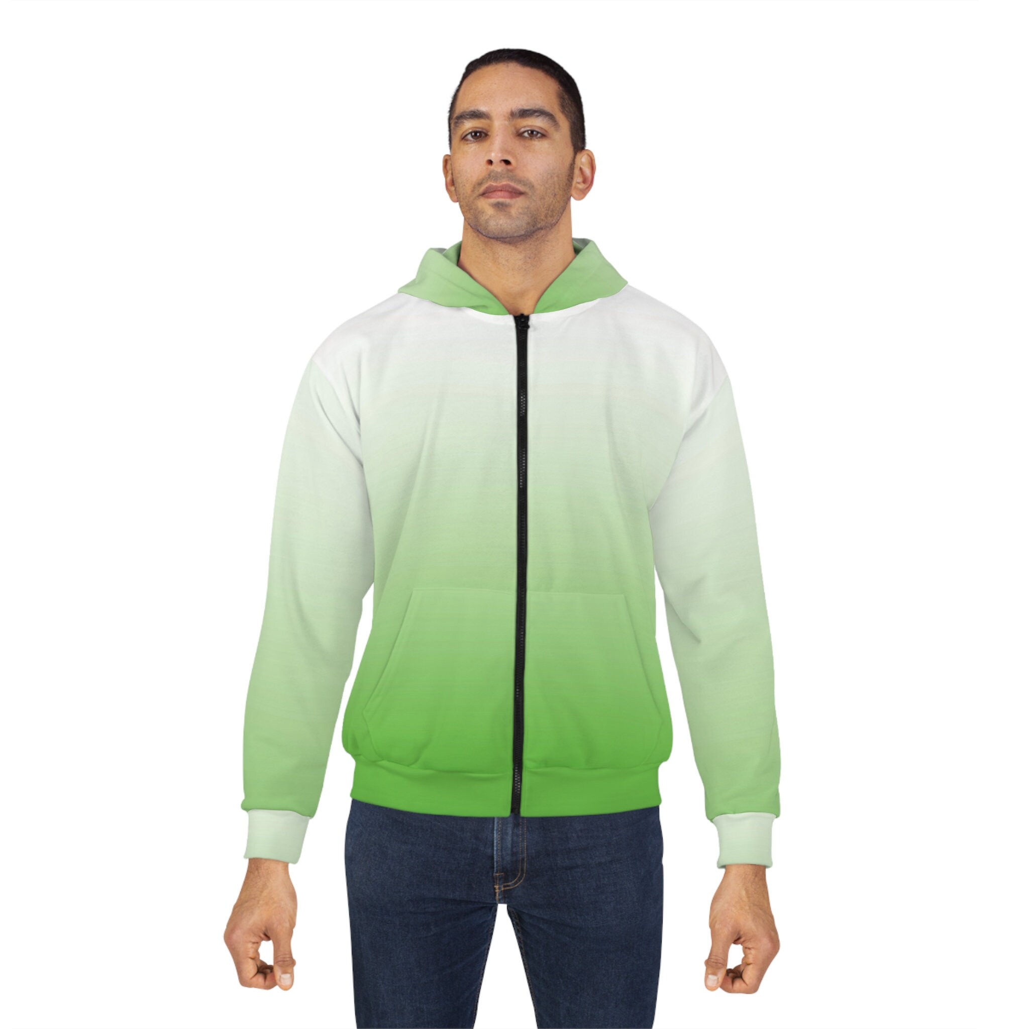 Chromatic Comfort Unisex Gradient Green Zip up Hoodie - Etsy