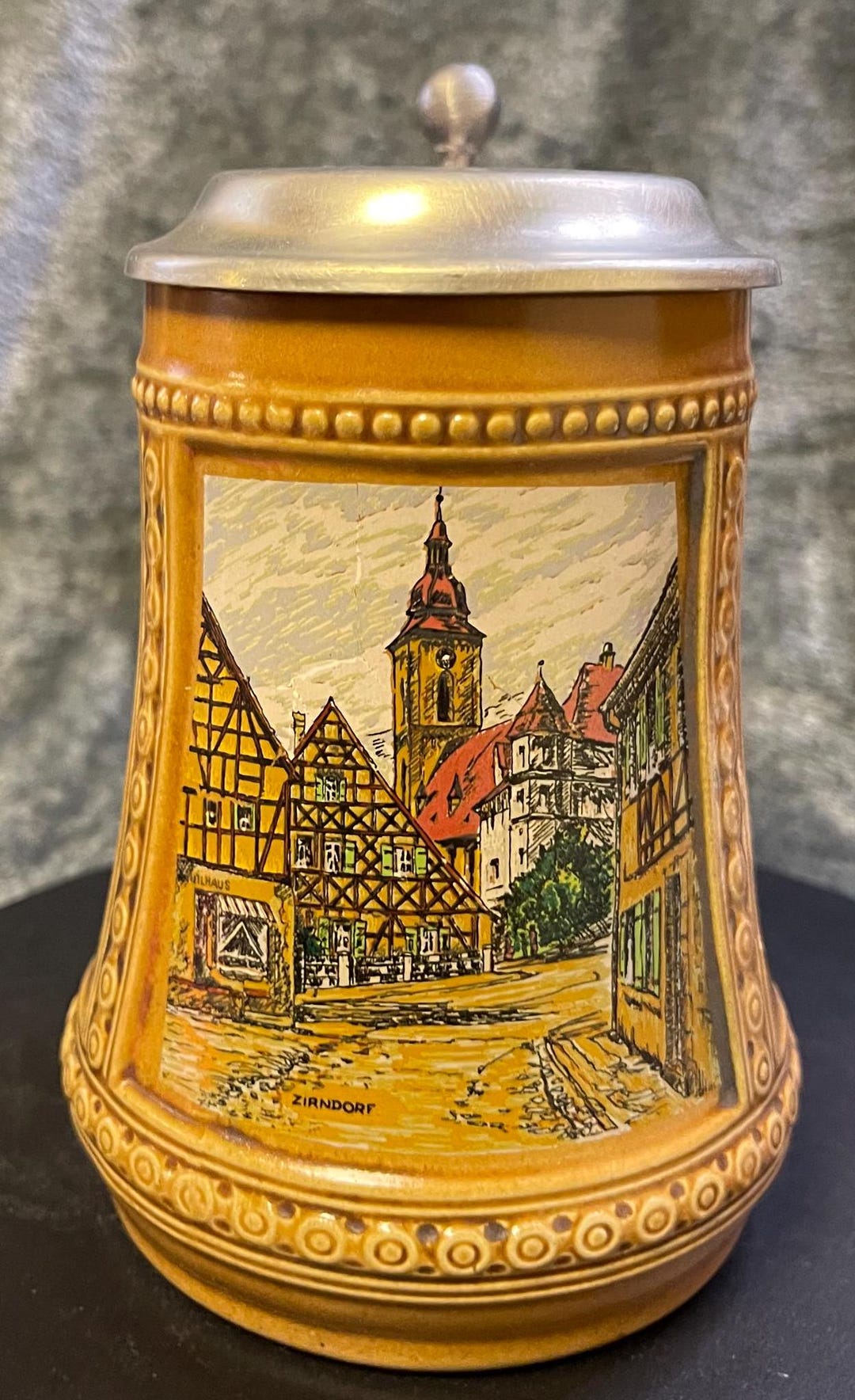 Gerz Beer Stein With DRM Zinn Lid Featuring Nurnberg, Zirndorf, and ...
