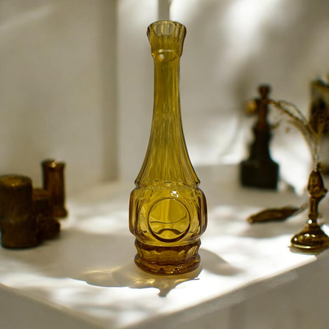 Vintage Wheaton Bullseye Amber Glass Bottle – Collectible Decorative ...