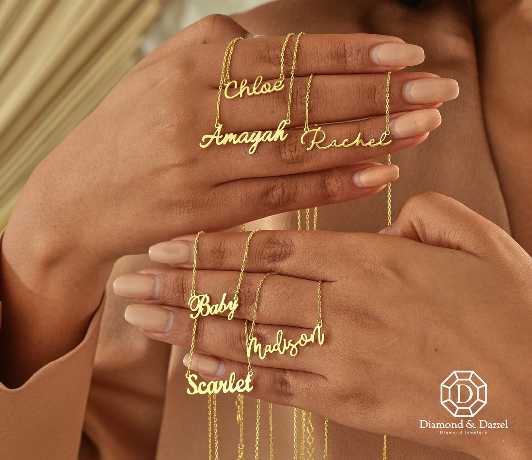 925 Silver With Gold Finish Custom Name Necklace Personalized Name ...