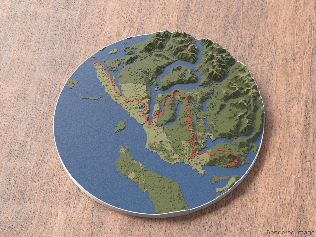 Sunshine Coast Trail 3D Map | Canadian Coastal Topo Wall Art | British ...