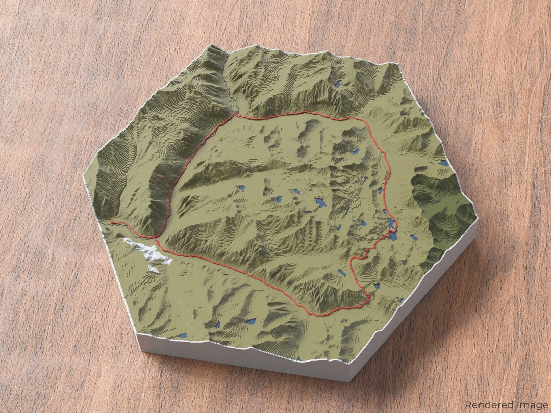 Rae Lakes Loop 3D Map | Topographic Hiking Trail Wall Art | Kings ...