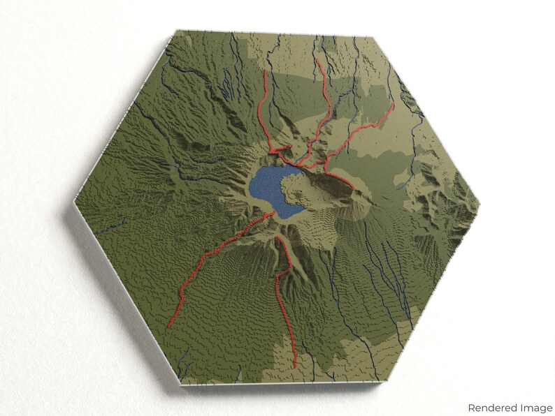 Mount Rinjani 3D Map | Popular Hiking Routes Map Wall Art | Lombok ...