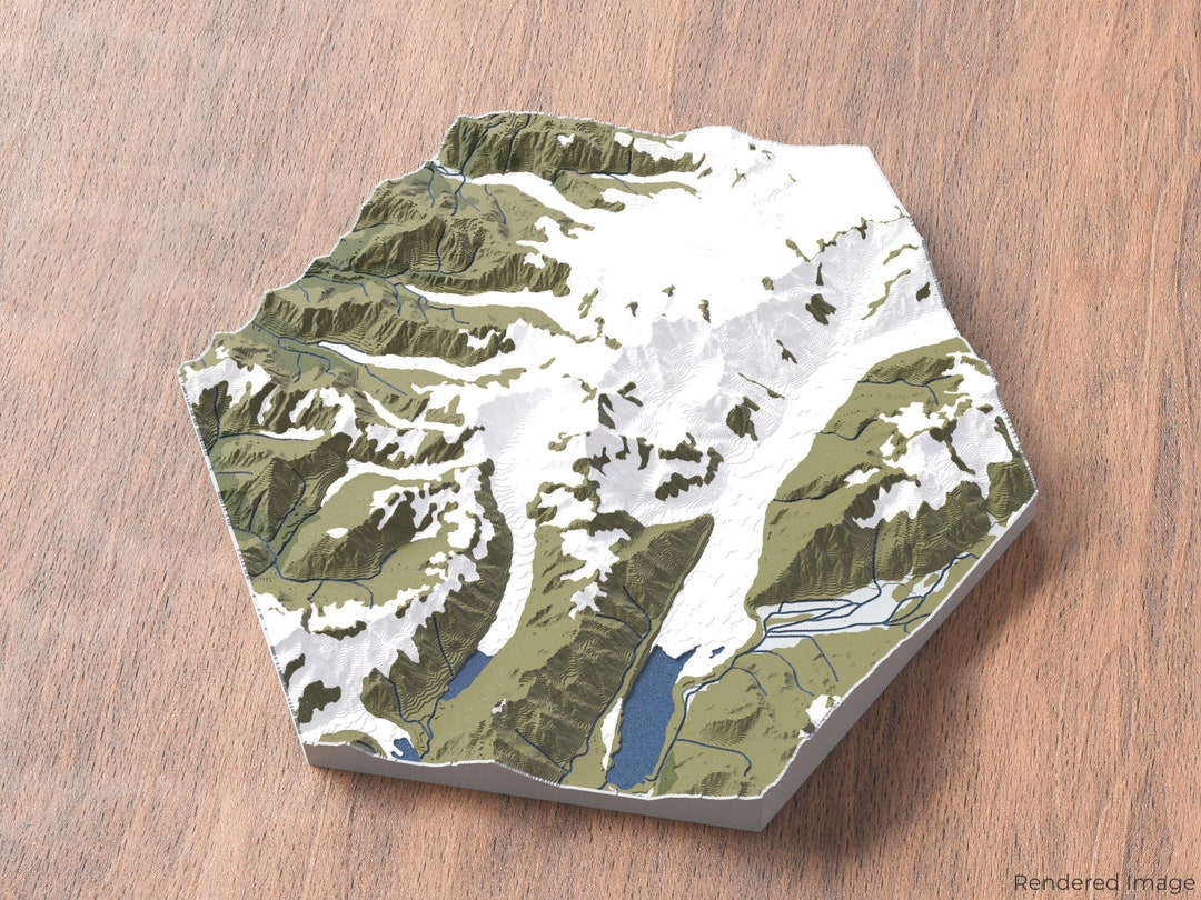 Aoraki / Mount Cook 3D Map Southern Alps New Zealand Mount Cook ...