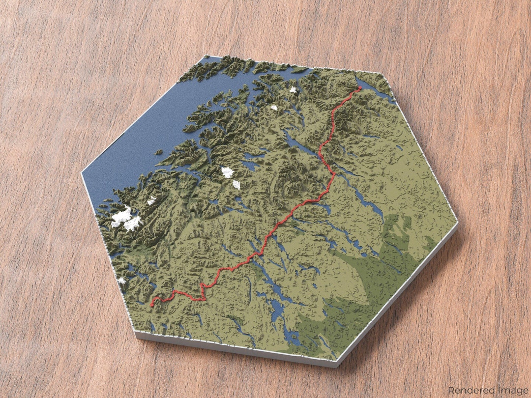 Kungsleden 3D Map Wall Art | Abisko to Hemavan | Lapland Sweden ...
