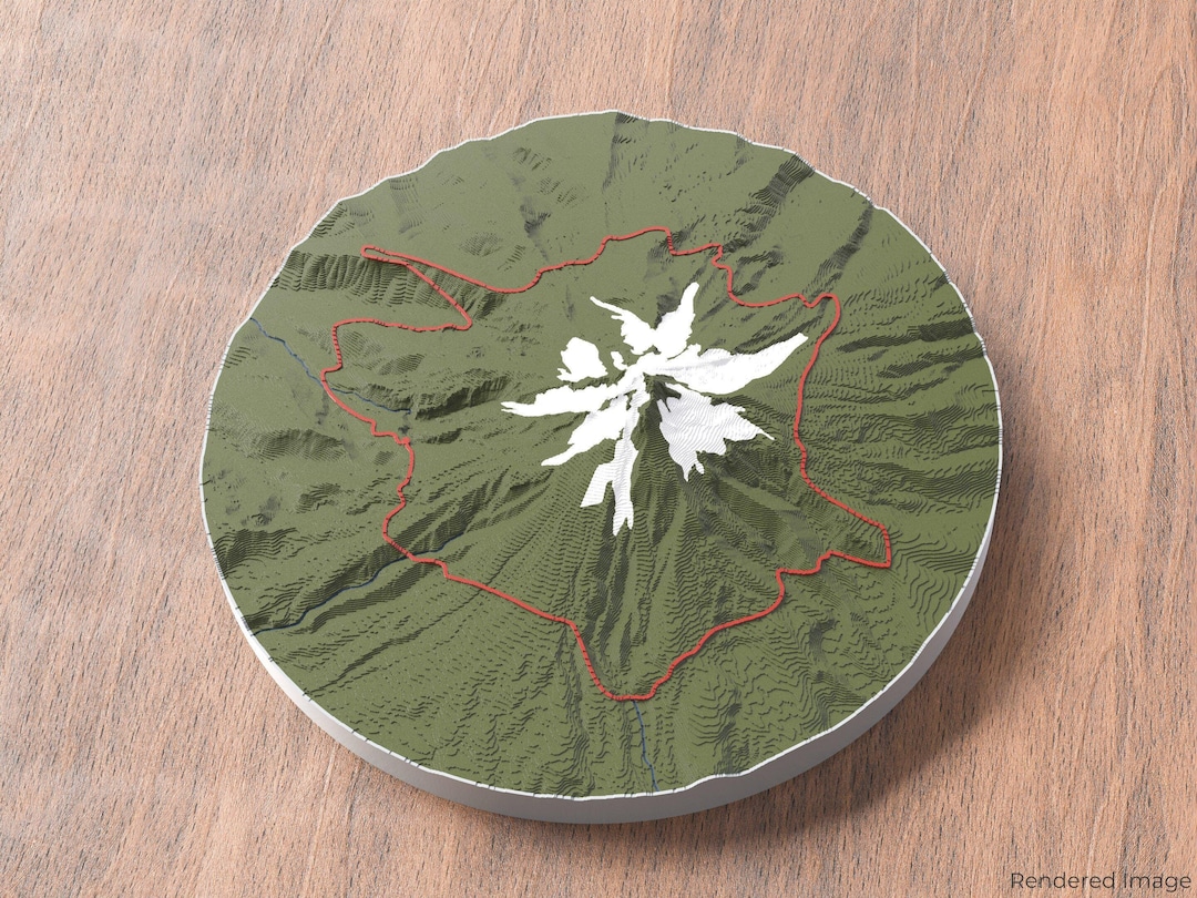 Timberline Trail 3D Map | Hiking Trail Map Wall Art | Mount Hood ...