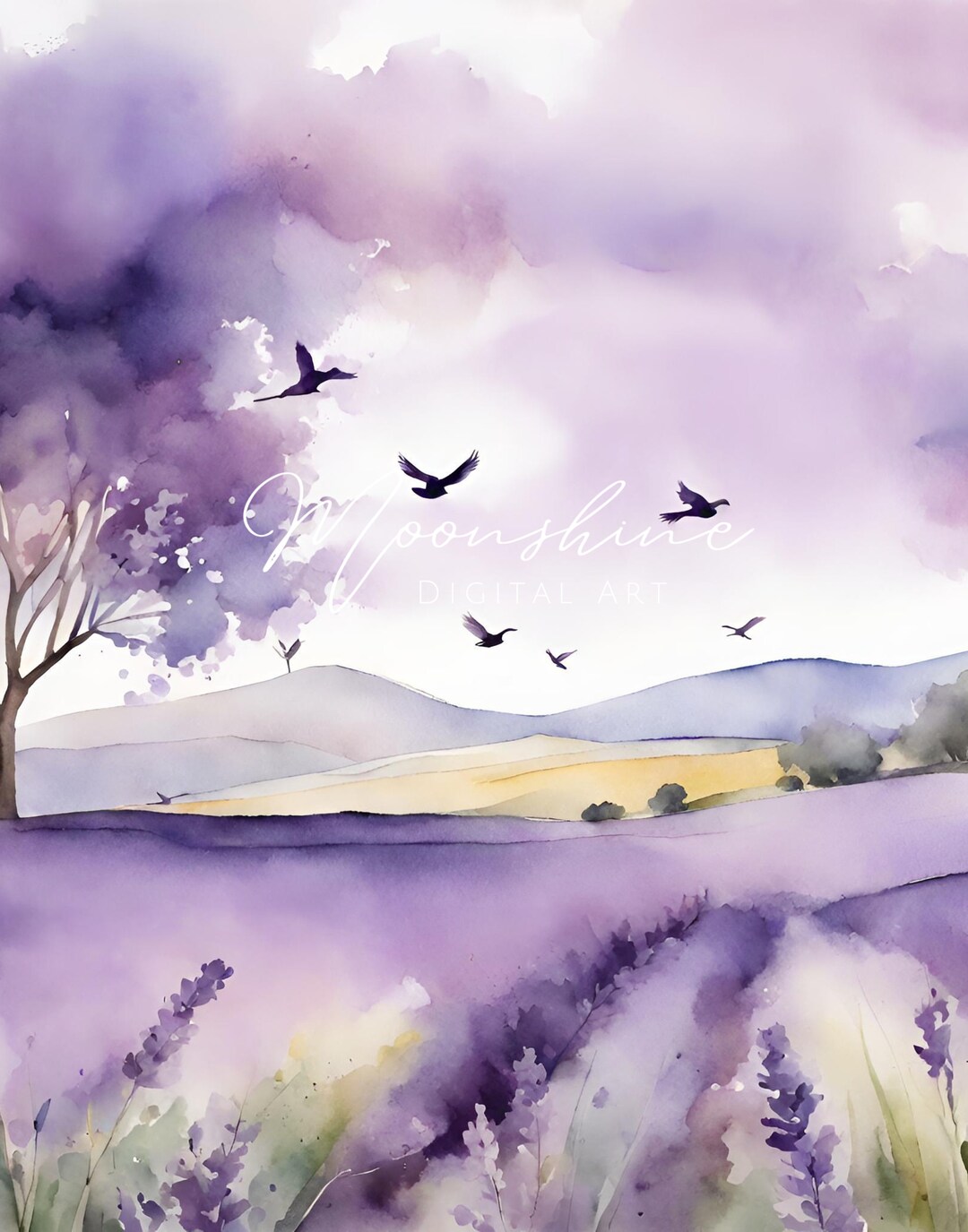 Digital Download Print Lavender Fields | Beautiful Landscape Painting ...