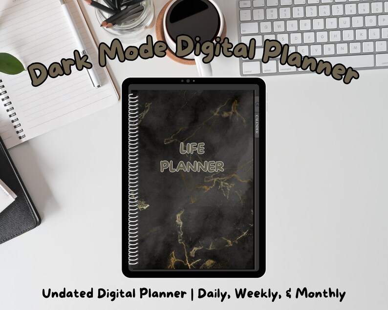 Digital Planner Dark Mode Digital Planner Undated Planner Daily Planner ...