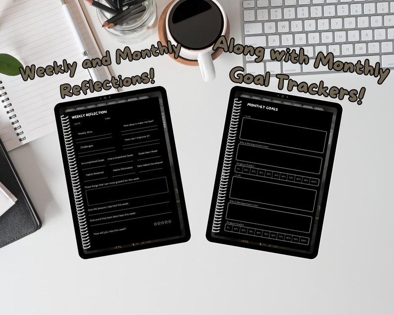Digital Planner Dark Mode Digital Planner Undated Planner Daily Planner ...