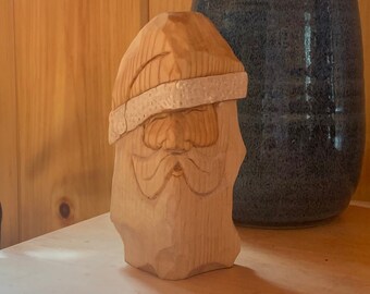 Wood Carving Hand Carved Wood Elf in White Christmas Carvings Wood ...