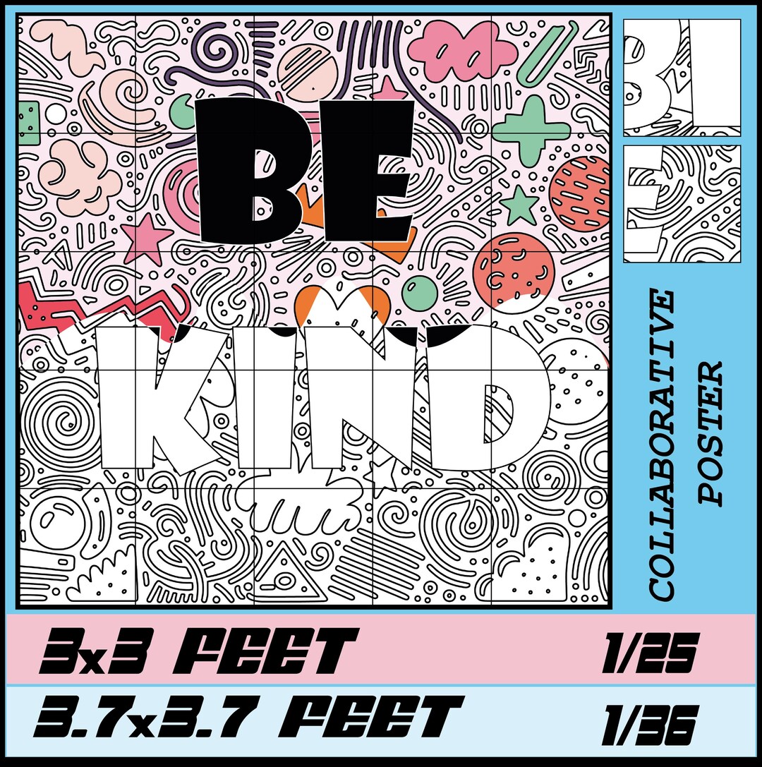 Spread Kindness Collaborative Poster for Kids Classroom Coloring Mural ...