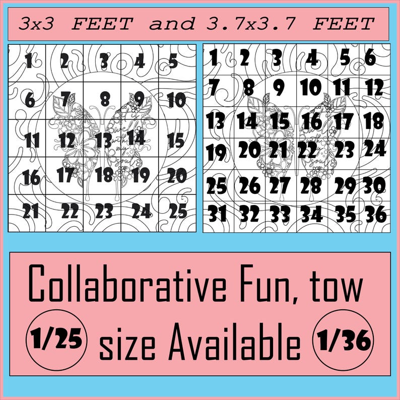 Butterfly Collaborative Coloring Poster Intricate Design for Kids ...