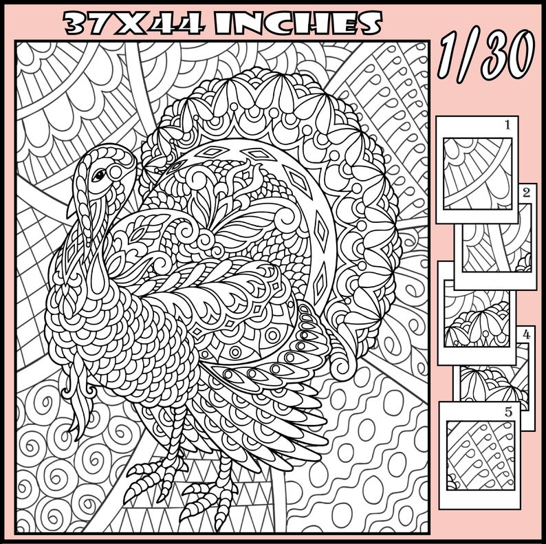 Thanksgiving & Turkey Zentangle Coloring Collaborative Posters ...