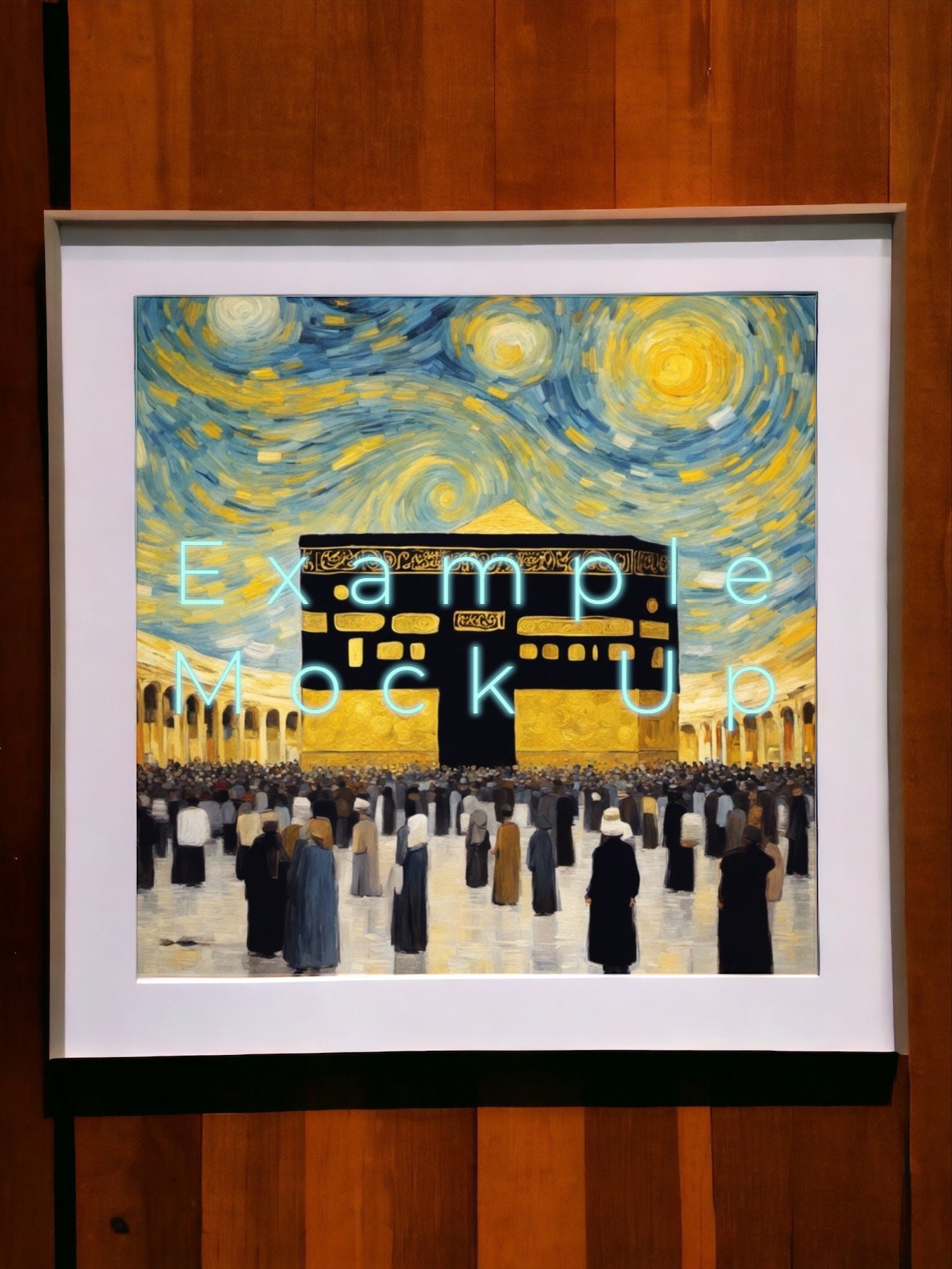 Digital Islamic Wall Art of the Kaaba in the Style of Vincent Van Gogh ...