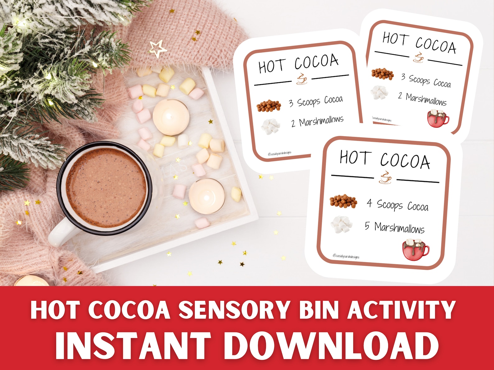 Hot Cocoa Recipe Cards, Winter Sensory Bin, Hot Chocolate, Winter ...