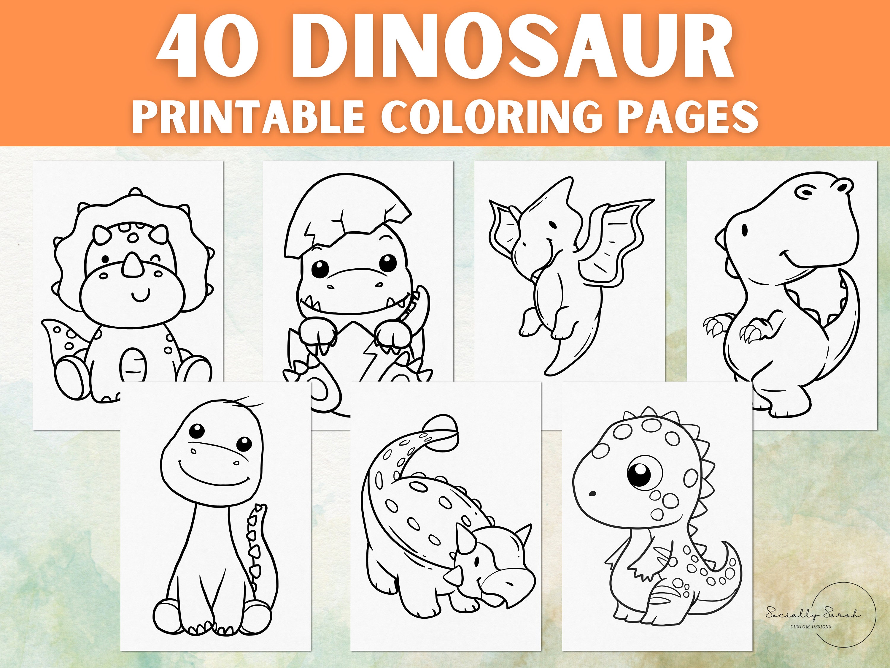 40 Easy Dinosaur Coloring Pages for Kids Toddlers Preschoolers Toddlers ...