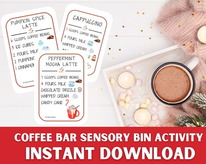 Hot Cocoa Sensory Bin Cards for Toddlers, Winter Activity, Chocolate ...
