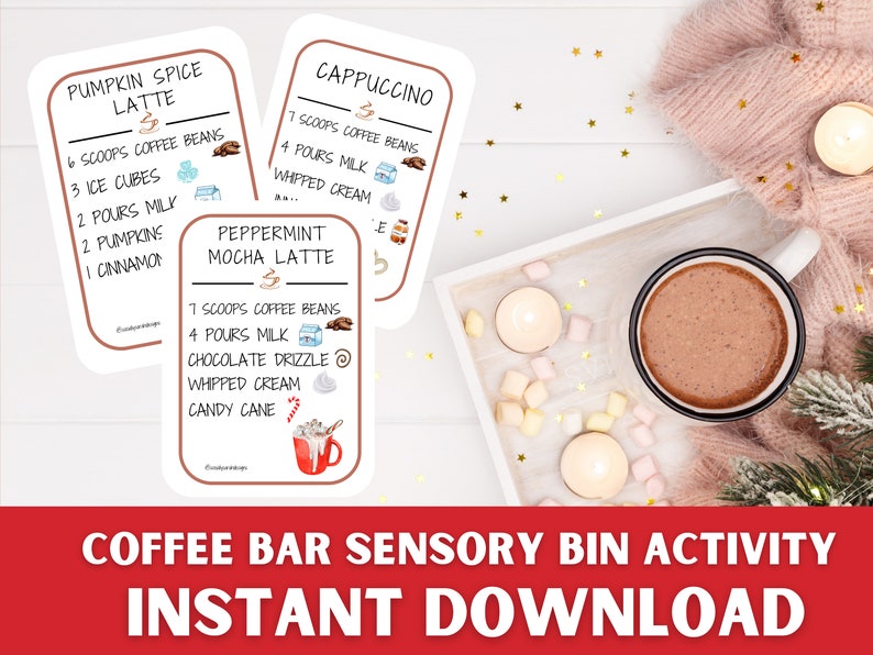 Coffee Recipe Cards, Winter Sensory Bin, Hot Chocolate, Winter, Coffee ...