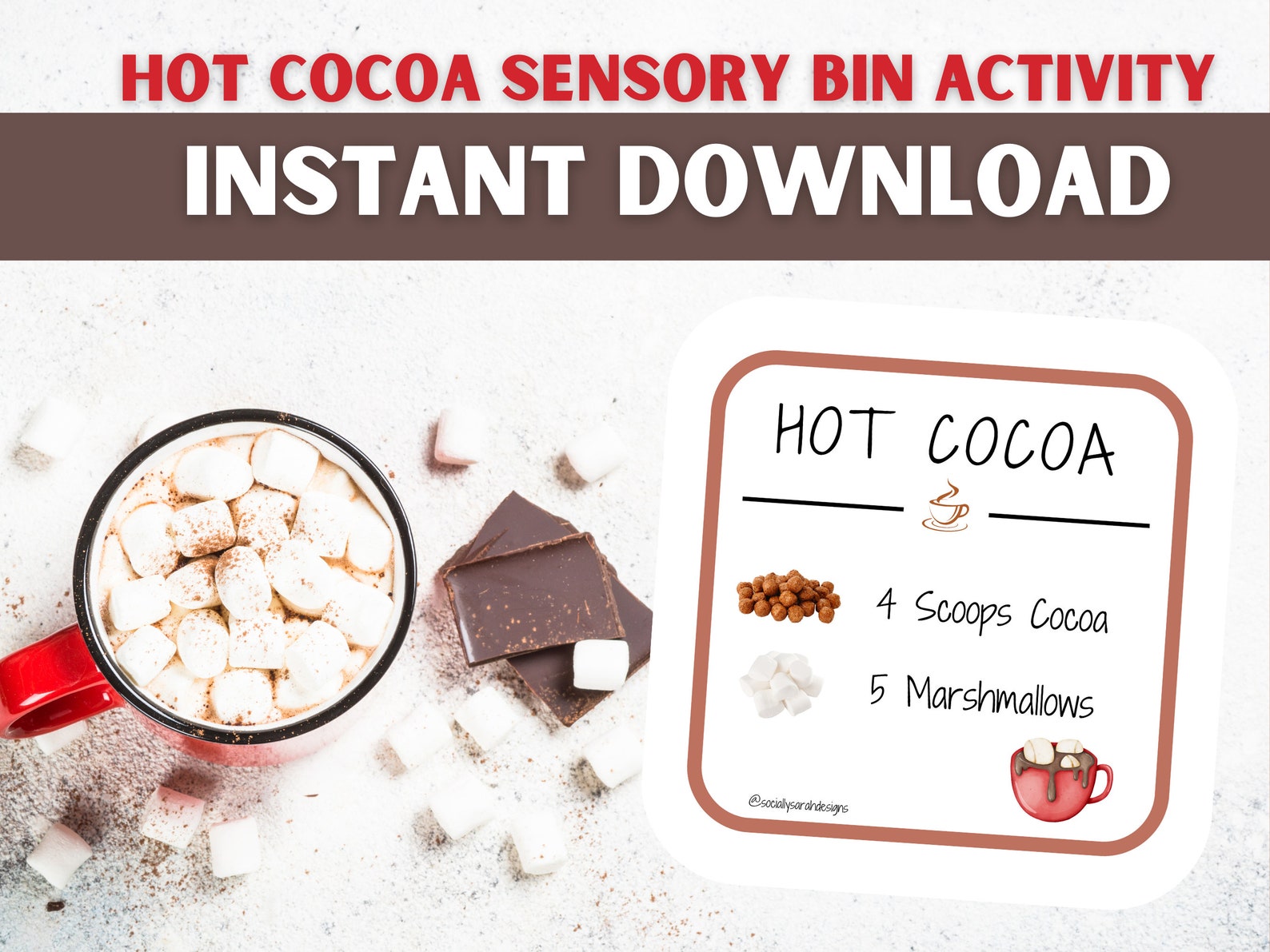 Hot Cocoa Recipe Cards, Winter Sensory Bin, Hot Chocolate, Winter ...