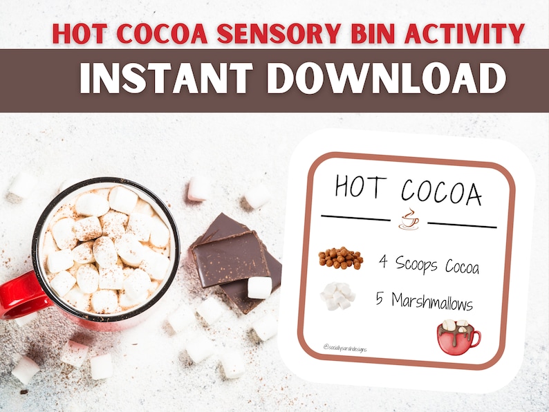 Hot Cocoa Recipe Cards, Winter Sensory Bin, Hot Chocolate, Winter ...