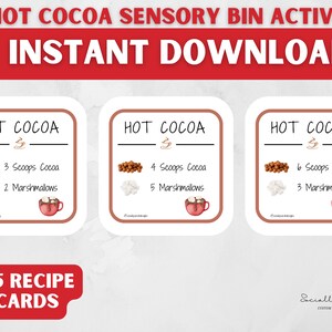 Hot Cocoa Recipe Cards, Winter Sensory Bin, Hot Chocolate, Winter ...