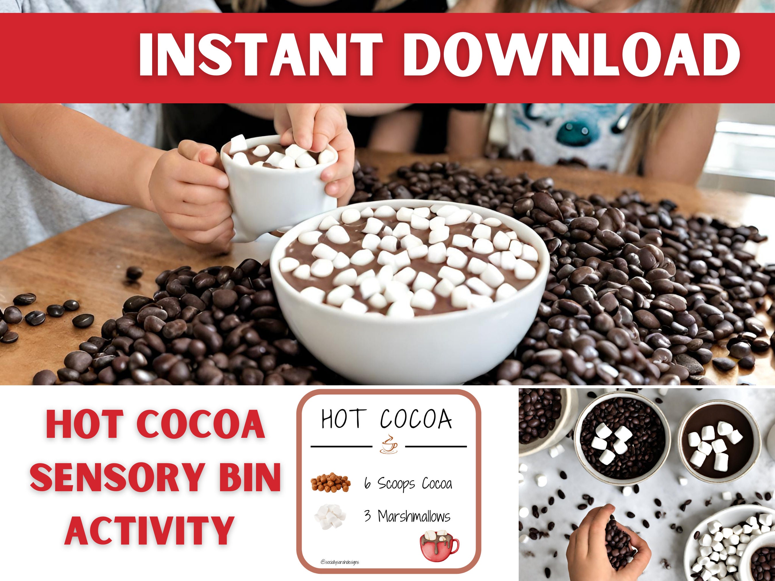 Hot Cocoa Recipe Cards, Winter Sensory Bin, Hot Chocolate, Winter ...